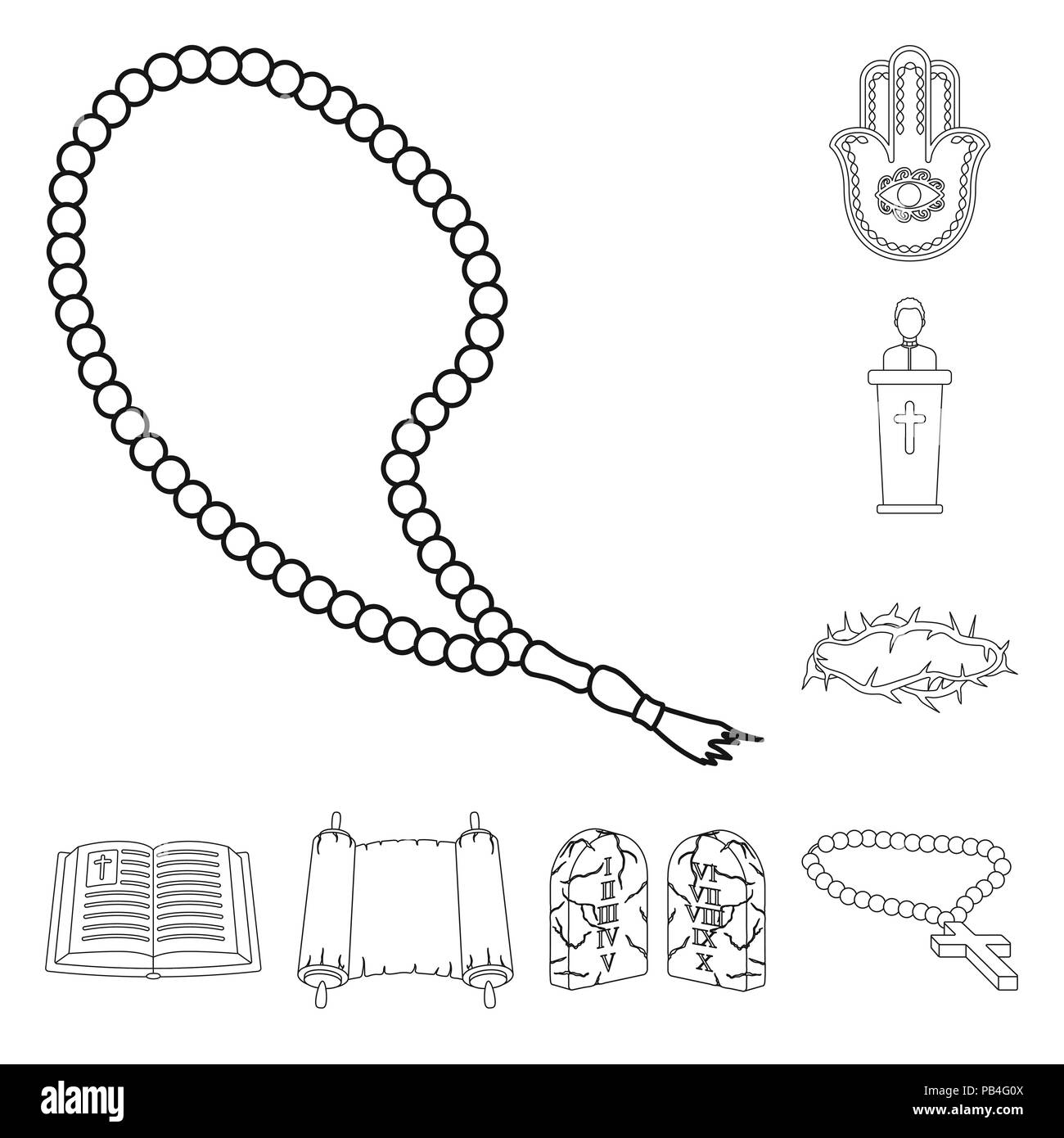 Religion and belief outline icons in set collection for design ...