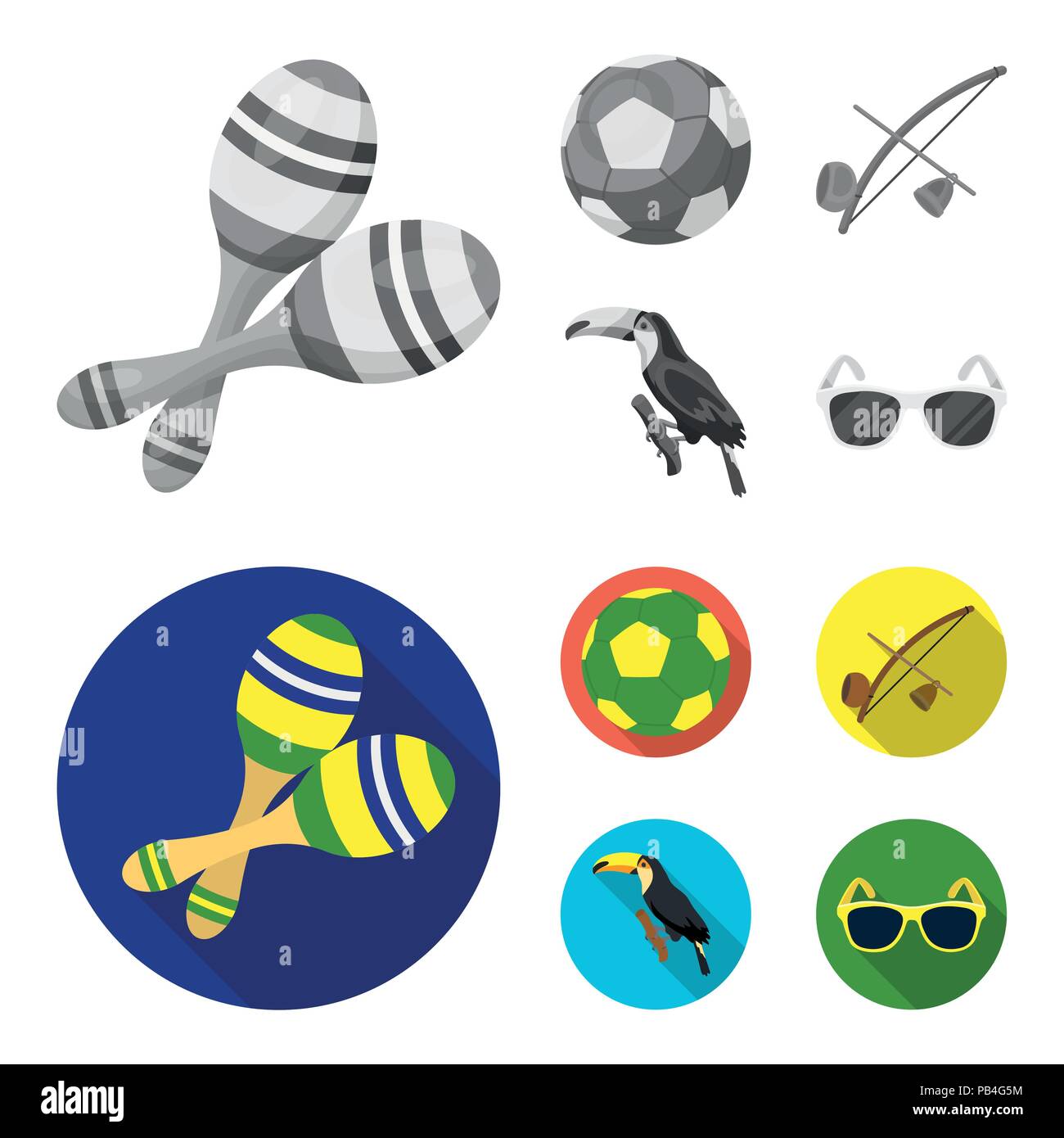 Brazil, country, ball, football . Brazil country set collection icons ...