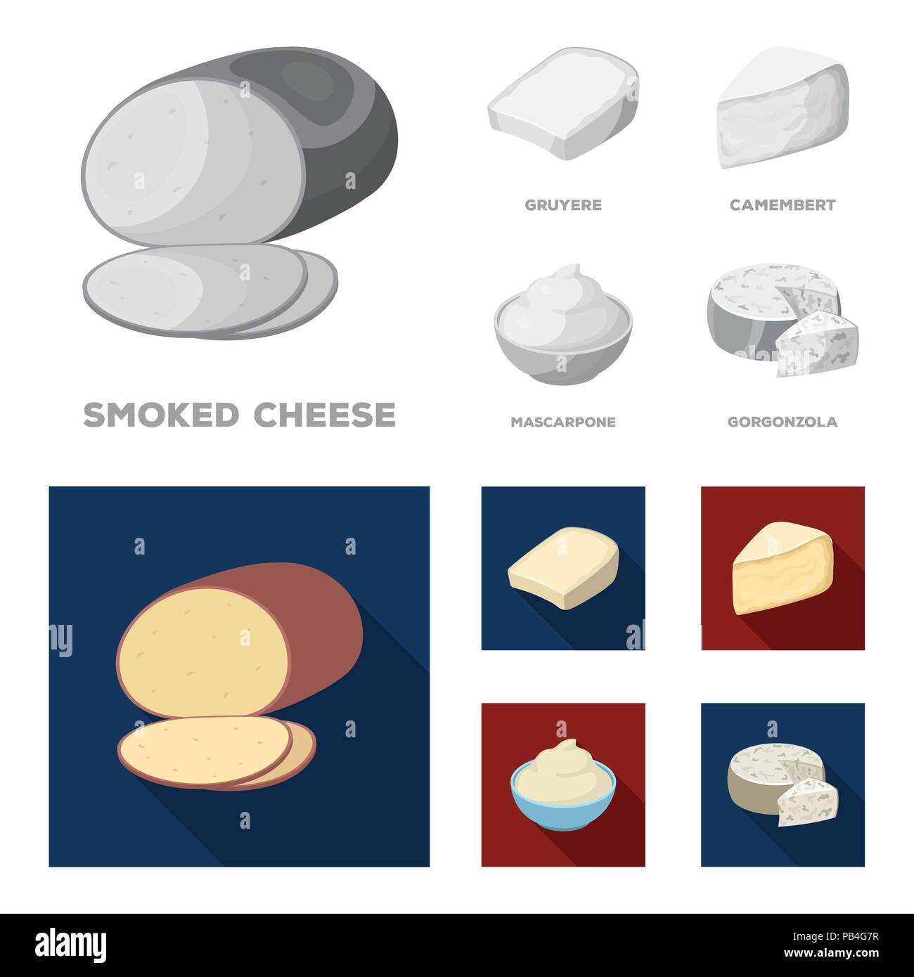 Gruyere, camembert, mascarpone, gorgonzola.Different types of cheese ...