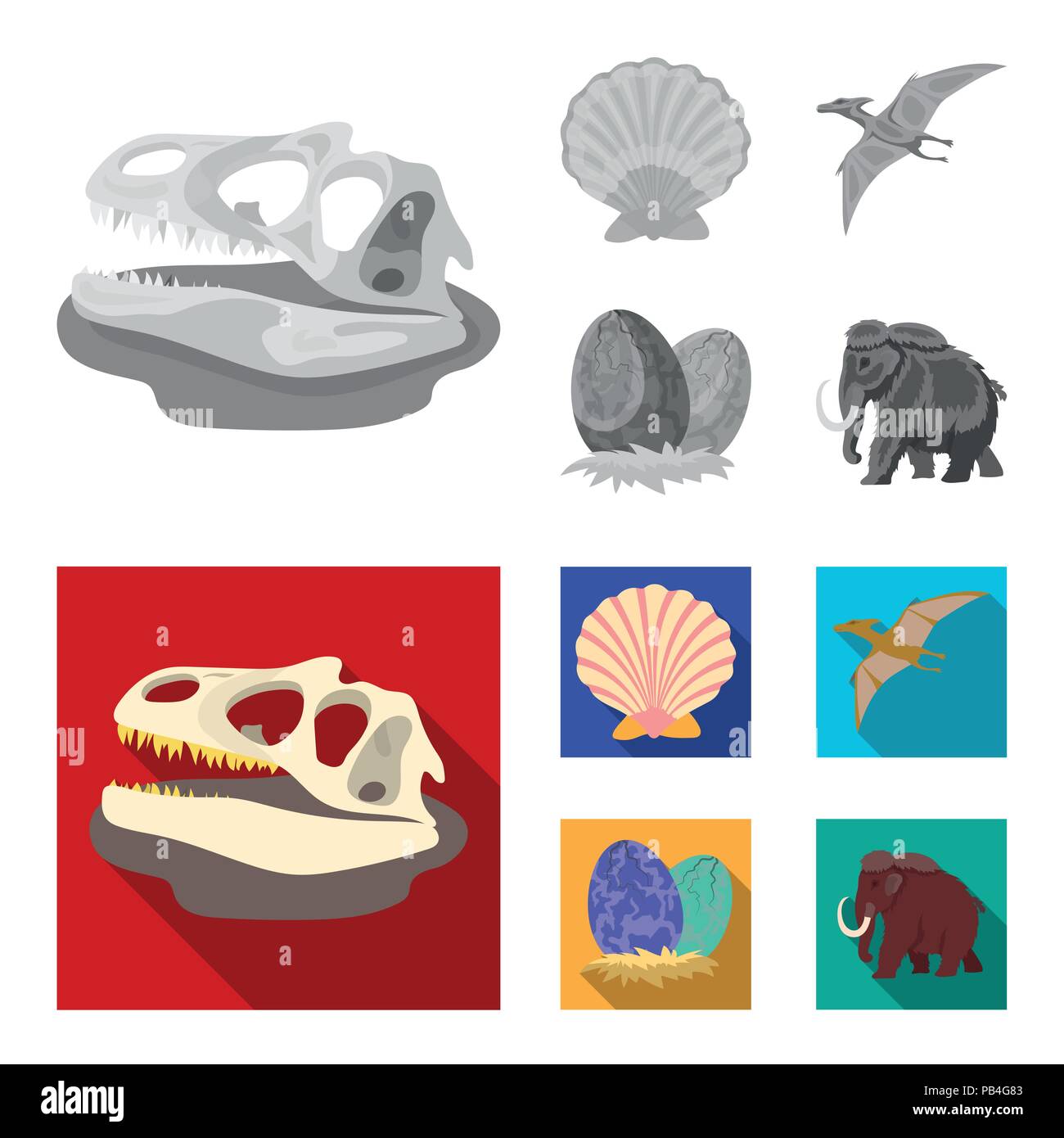Prehistoric shell, dinosaur eggs,pterodactyl, mammoth. Dinosaur and ...