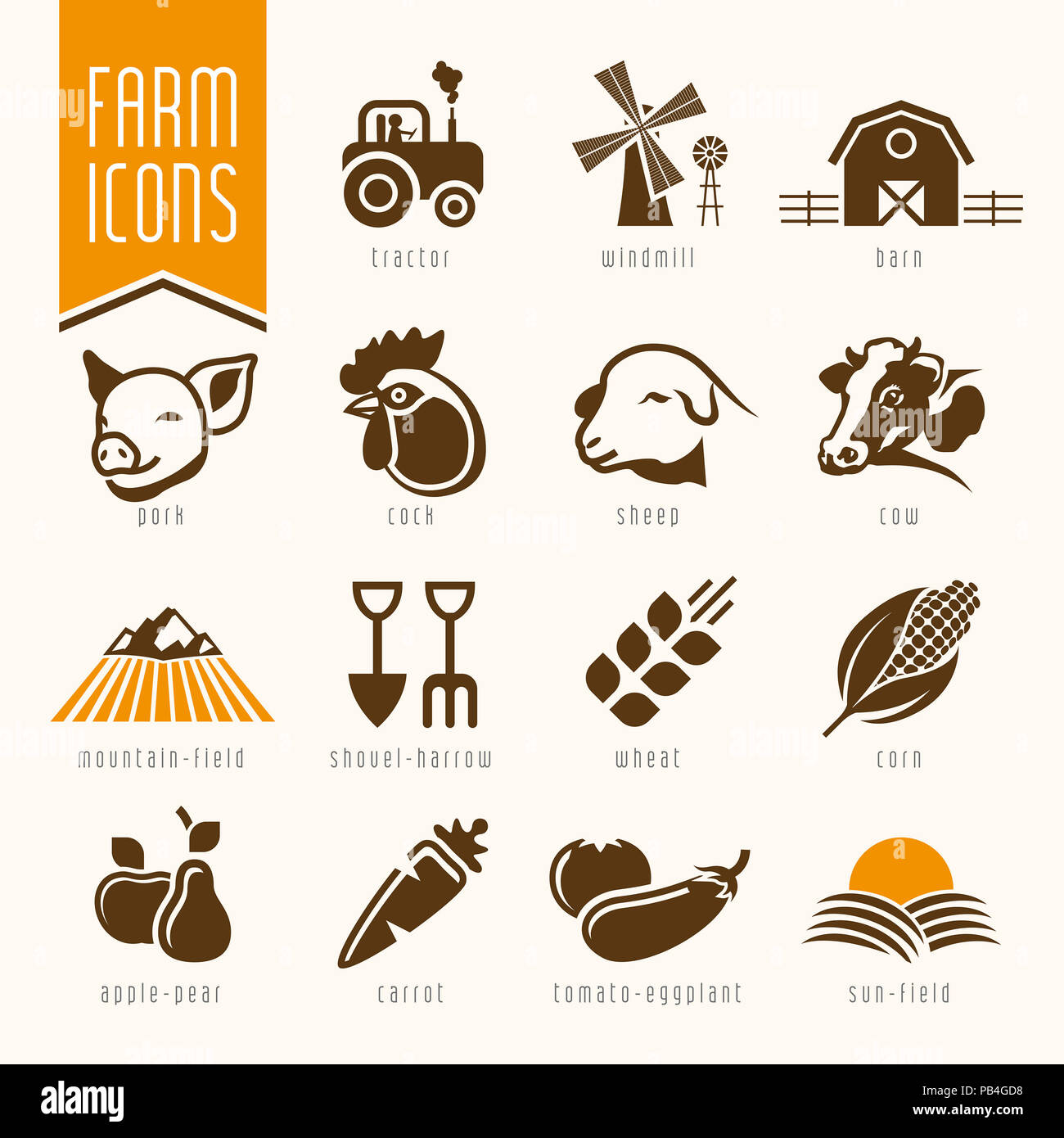 Farm icon set Stock Photo - Alamy