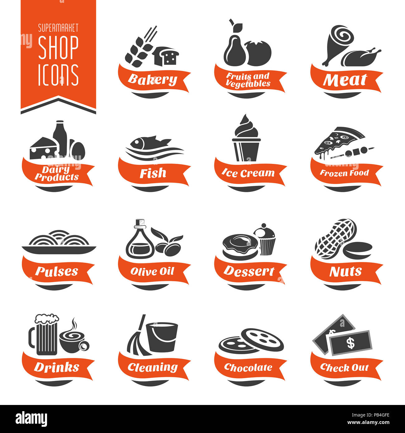 Supermarket Shelf Icon Set Stock Photo - Alamy