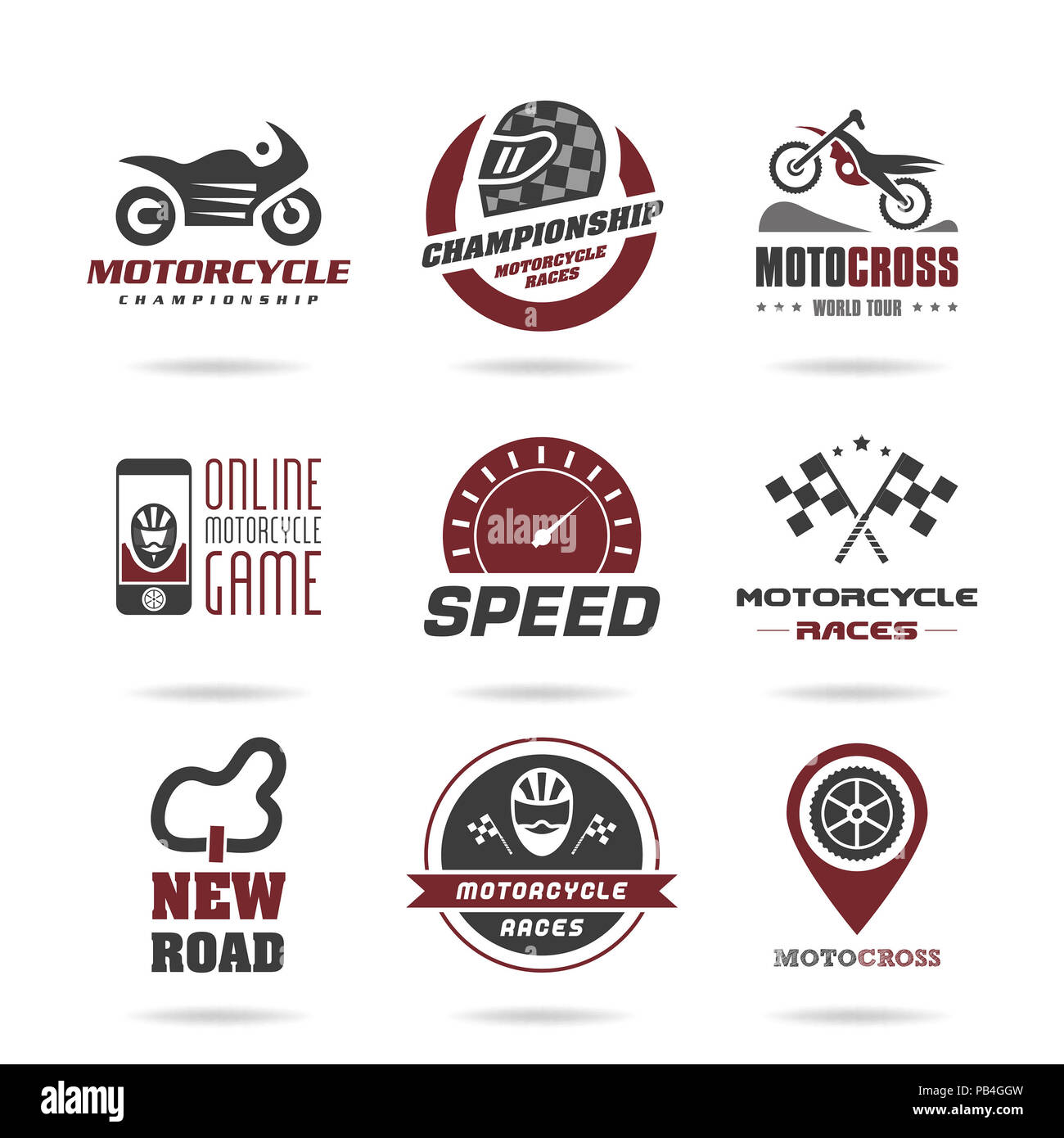 Motorcycle racing icon set Stock Photo - Alamy