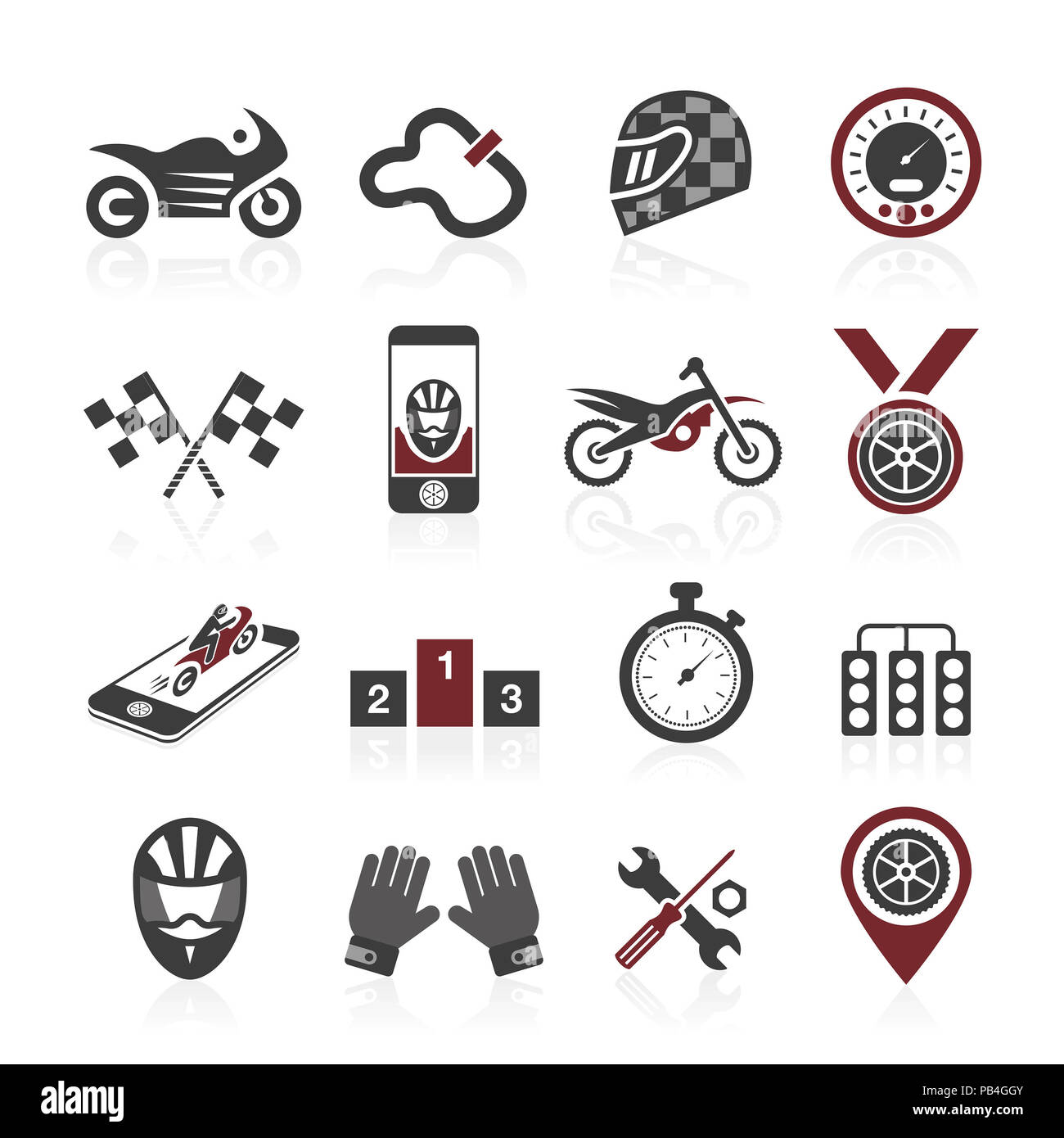 Motorcycle racing icon set Stock Photo - Alamy