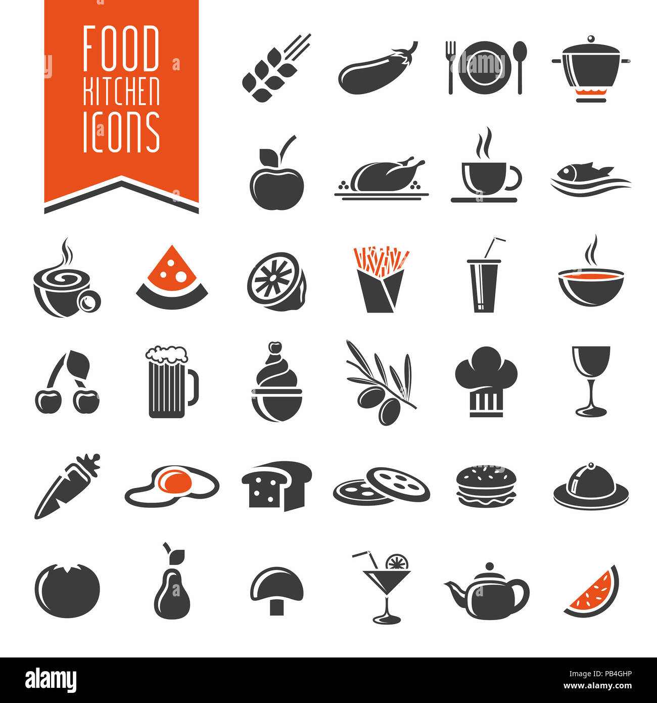 Kitchen and food icon set Stock Photo - Alamy