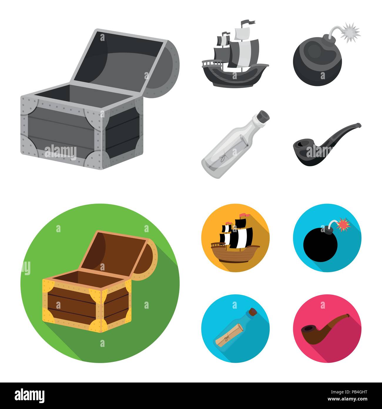 Pirate, bandit, ship, sail .Pirates set collection icons in monochrome ...