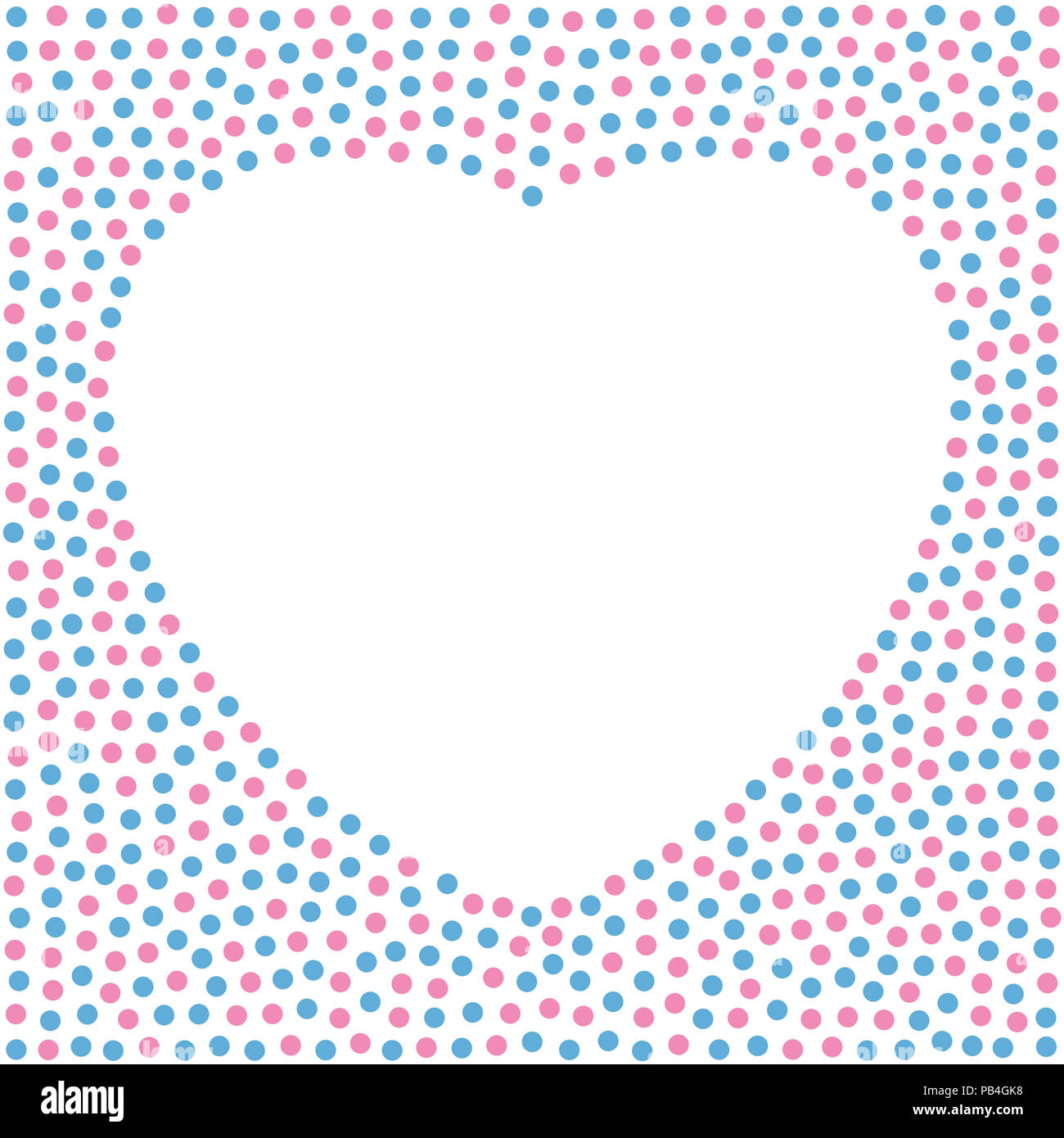 Heart shaped background made of colored baby blue and baby pink dots ...