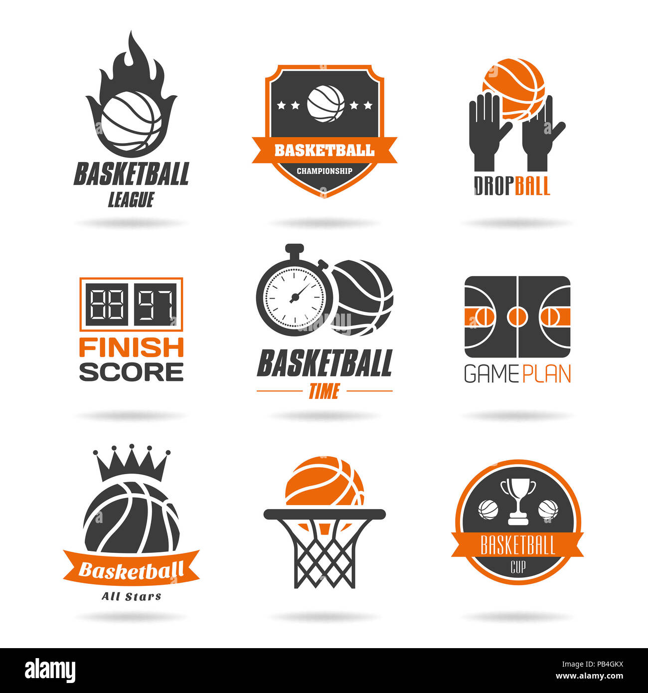 Basketball icon set Stock Photo - Alamy