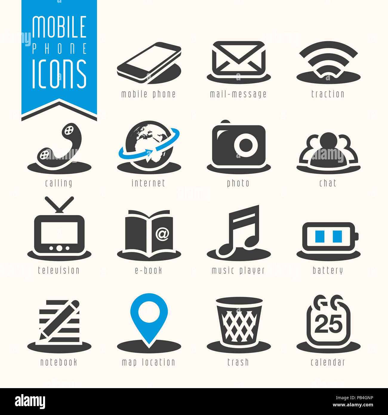 Mobile phone icon set Stock Photo - Alamy