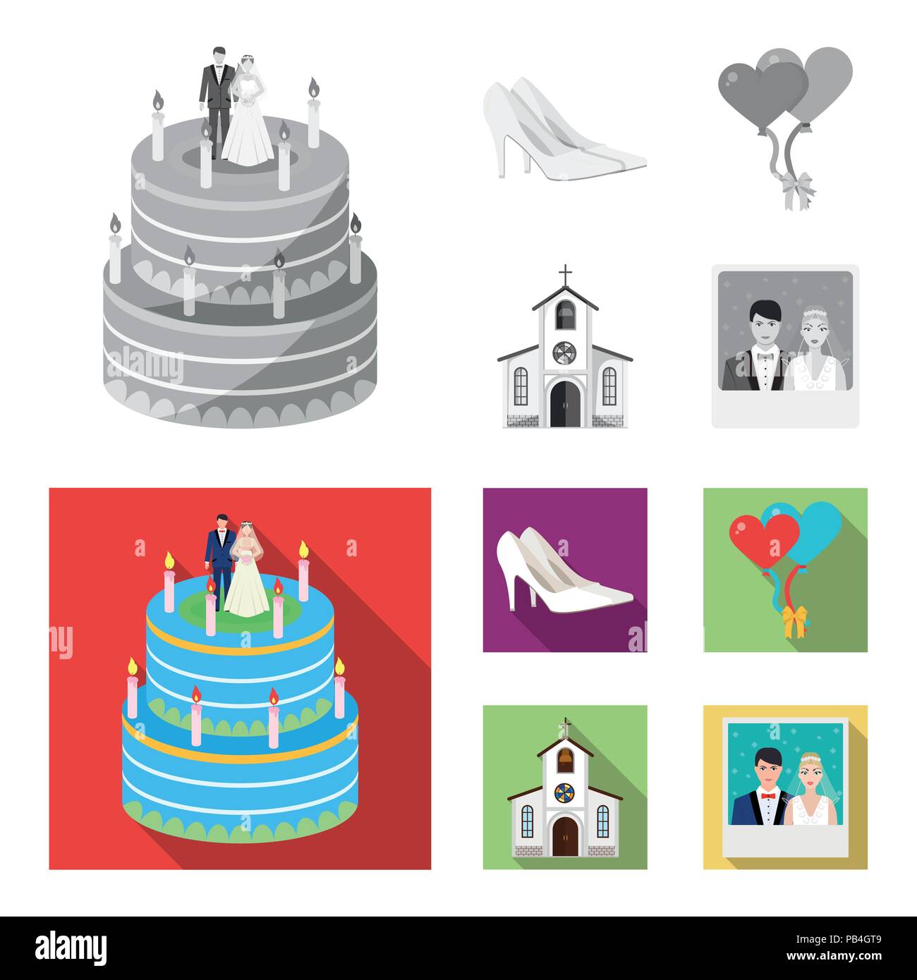 Wedding and Attributes cartoon ,flat,outline,black icons in set ...