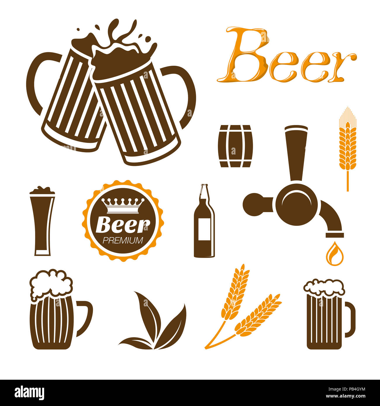 Beer icon set Stock Photo - Alamy