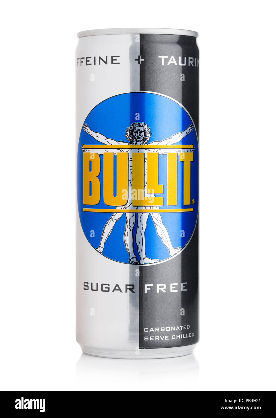 LONDON, UK - JULY 28, 2018: Aluminium tin of Bullit Sugar free energy ...