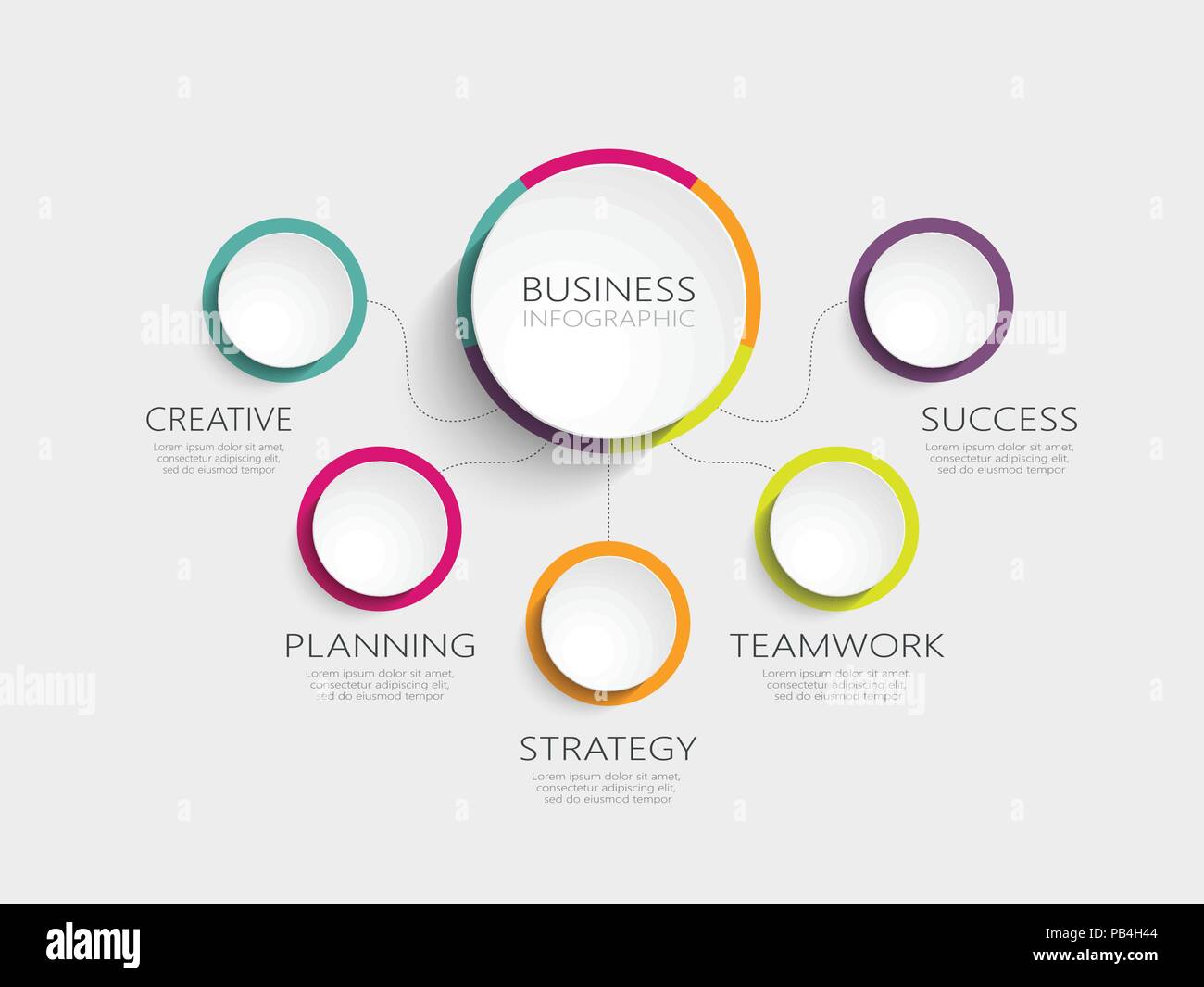 Modern abstract 3D infographic template with a five steps for success. Business circle template ...