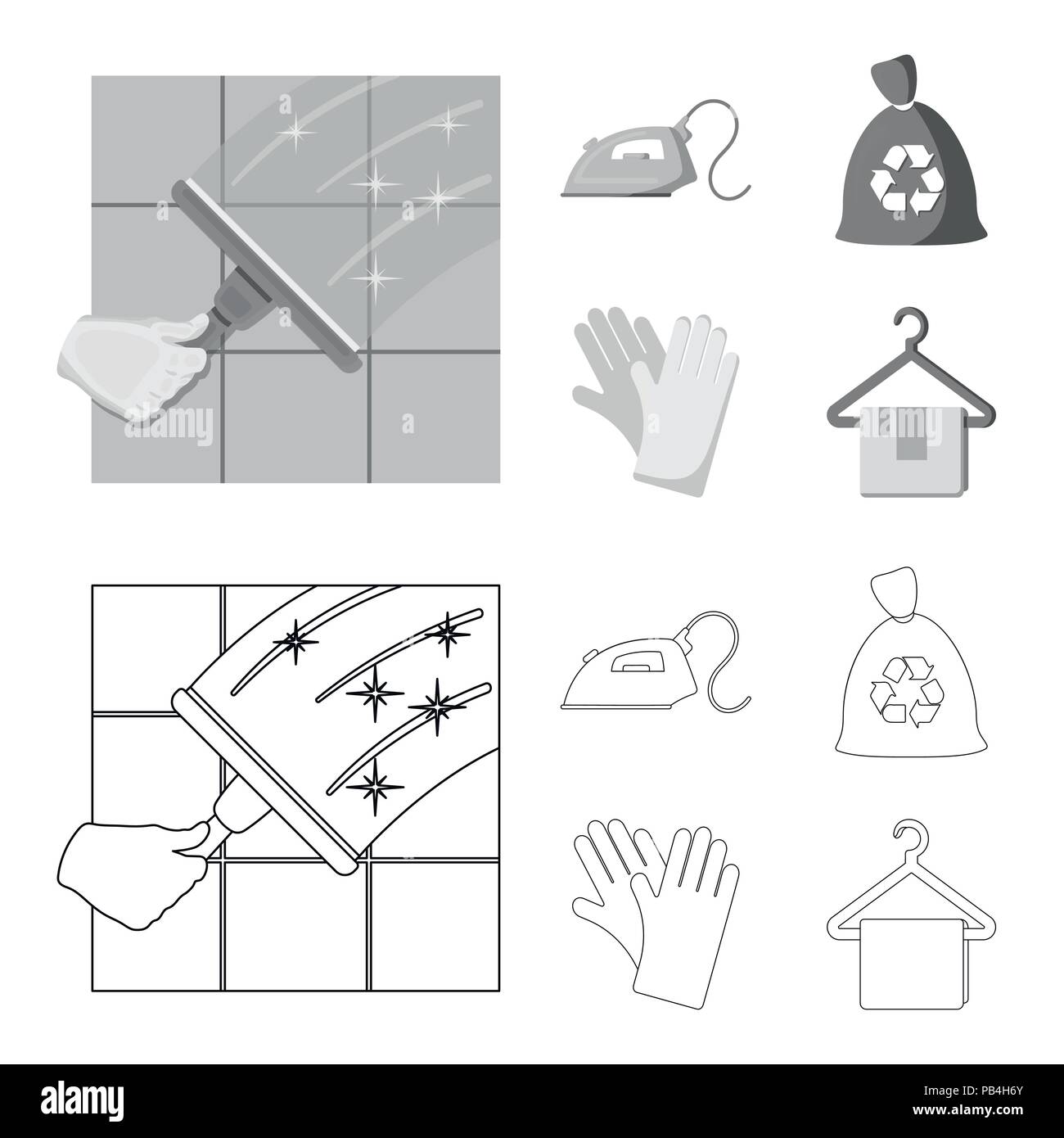 Cleaning and maid outline,monochrome icons in set collection for design ...
