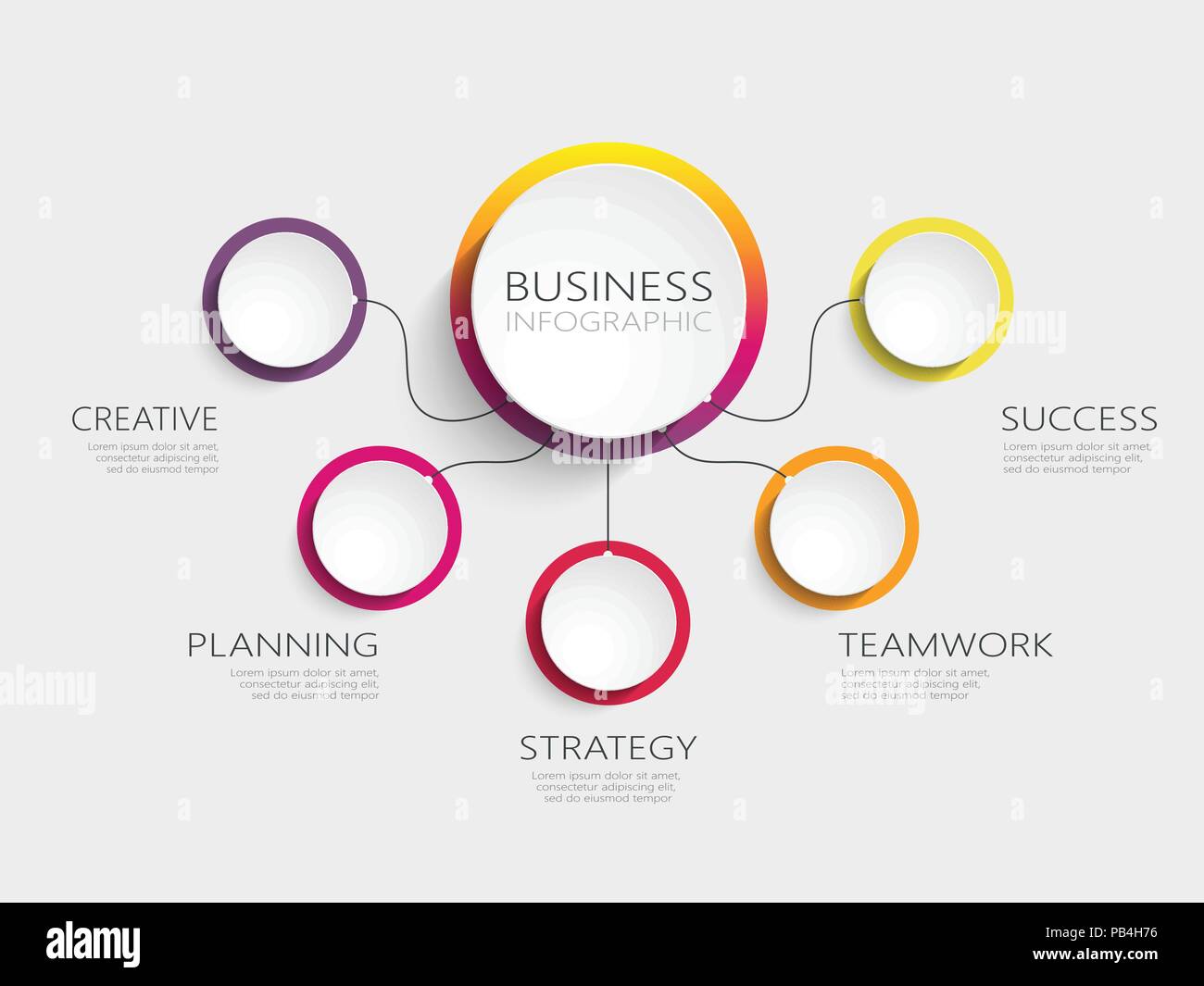 Modern abstract 3D infographic template with a five steps for success. Business circle template ...