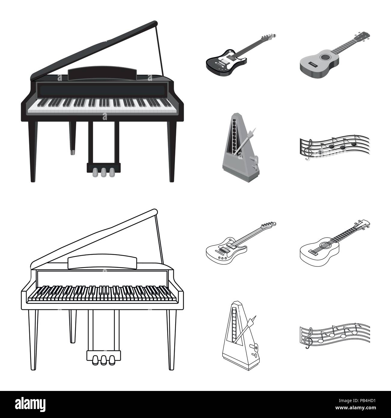 Musical instrument outline,monochrome icons in set collection for ...