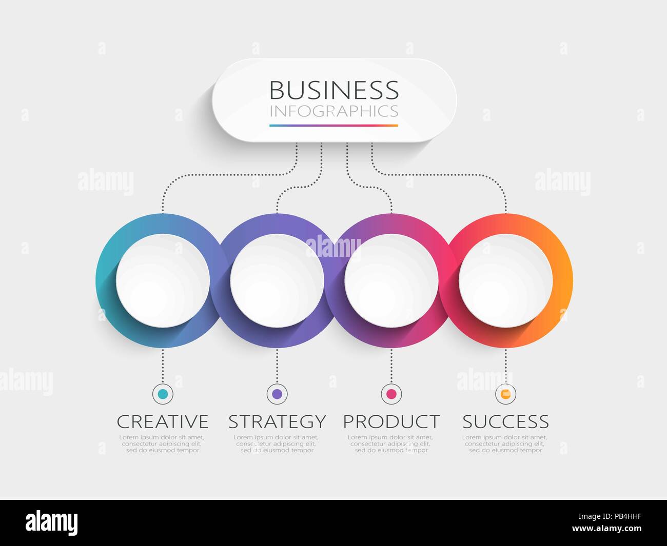 Modern 3D infographic template with 4 steps. Business circle template with options for brochure ...
