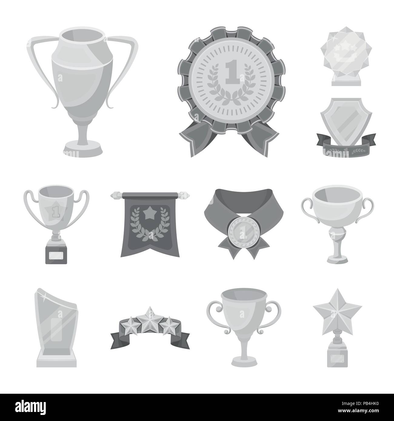 Awards and trophies monochrome icons in set collection for design ...