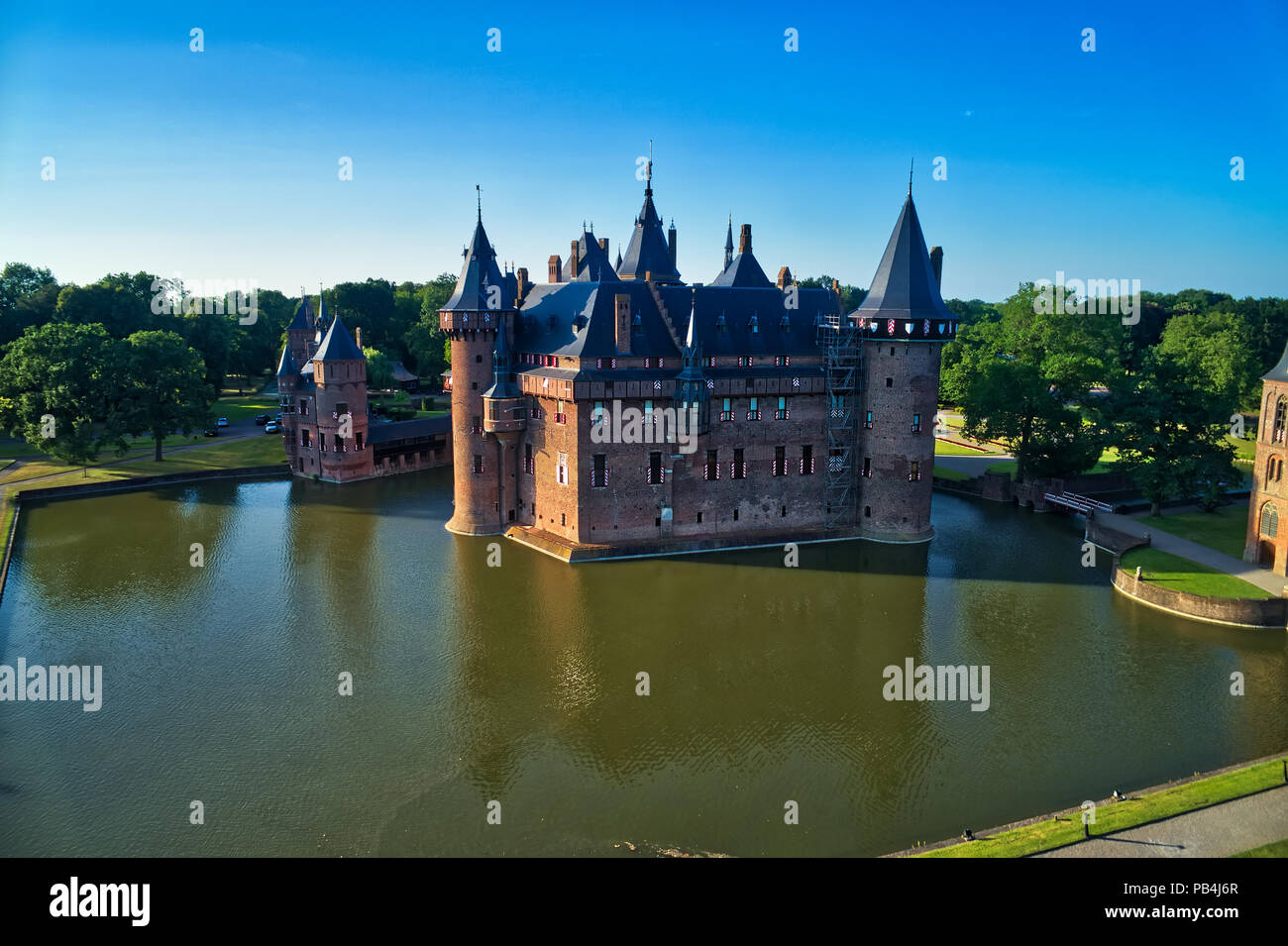 Aerial view of De Haar Castle in Dutch Kasteel de Haar is located in ...