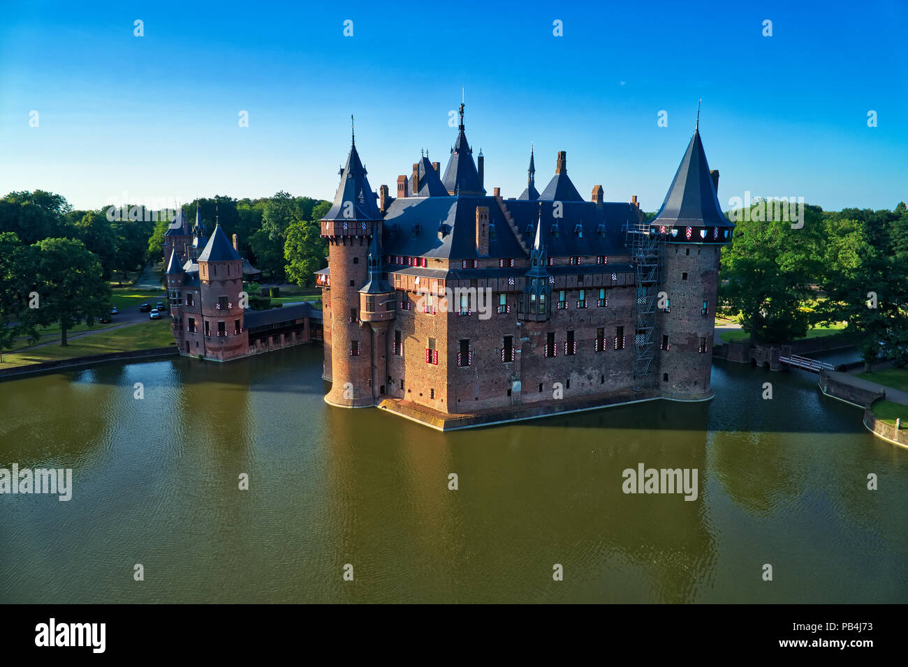 Aerial view of De Haar Castle in Dutch Kasteel de Haar is located in ...