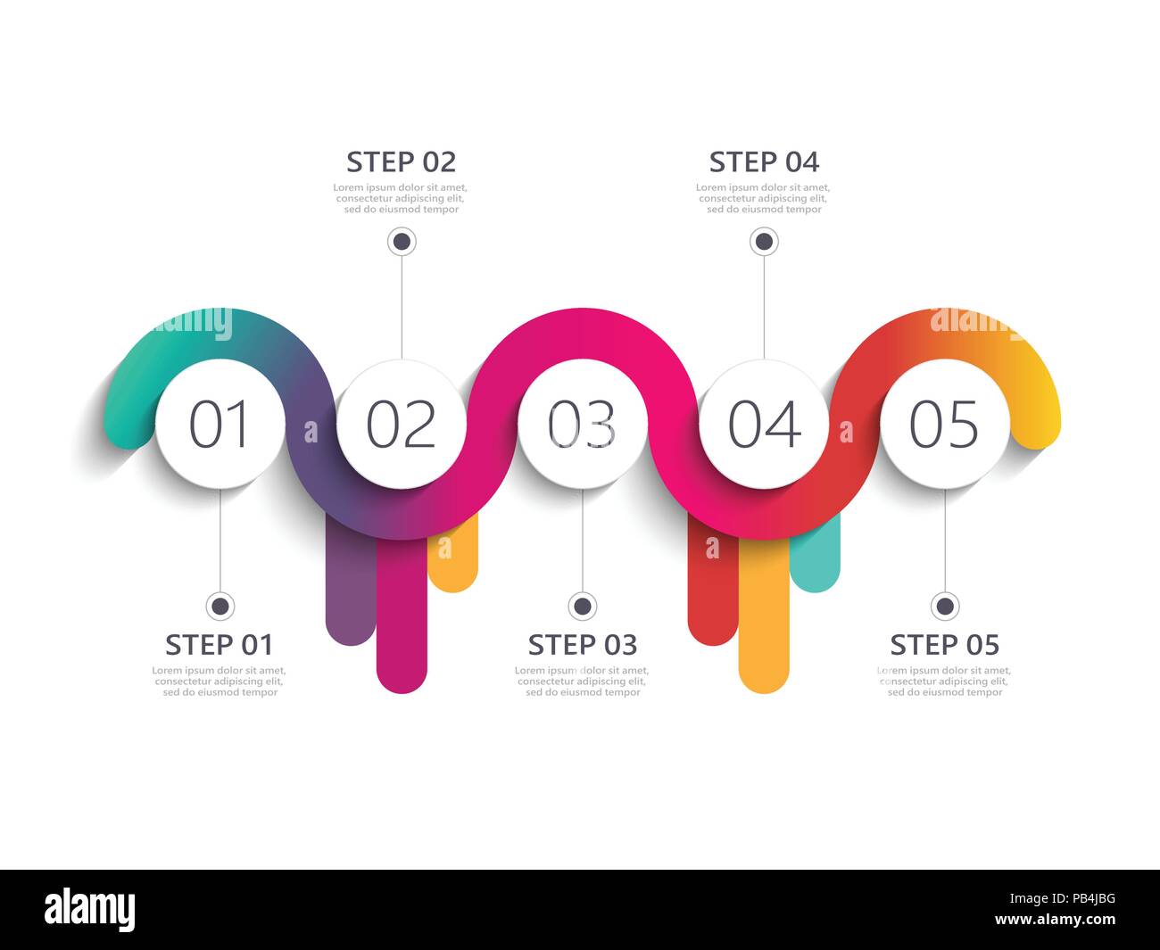 Winding road modern 3D infographic template with a phased structure. Business circle template ...