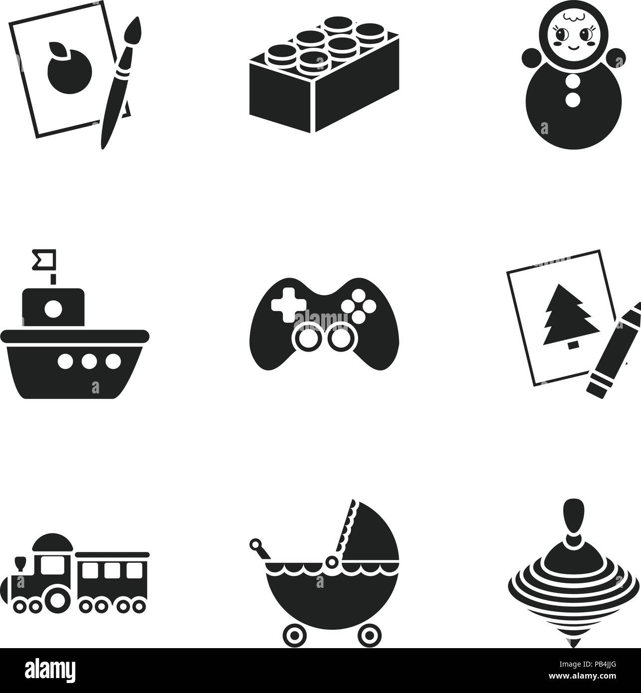 Toys set icons in black style. Big collection of toys vector symbol ...