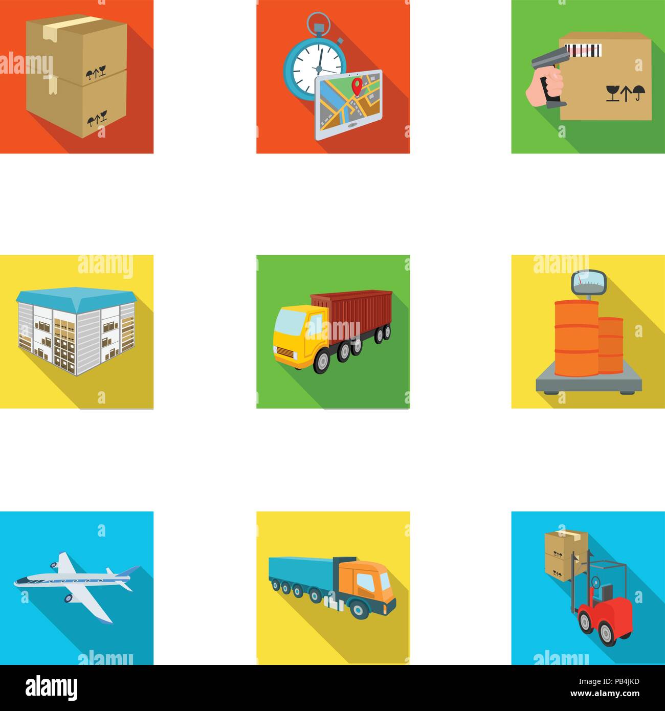 Forklift, cargo plane, goods, documents and other items in the delivery ...