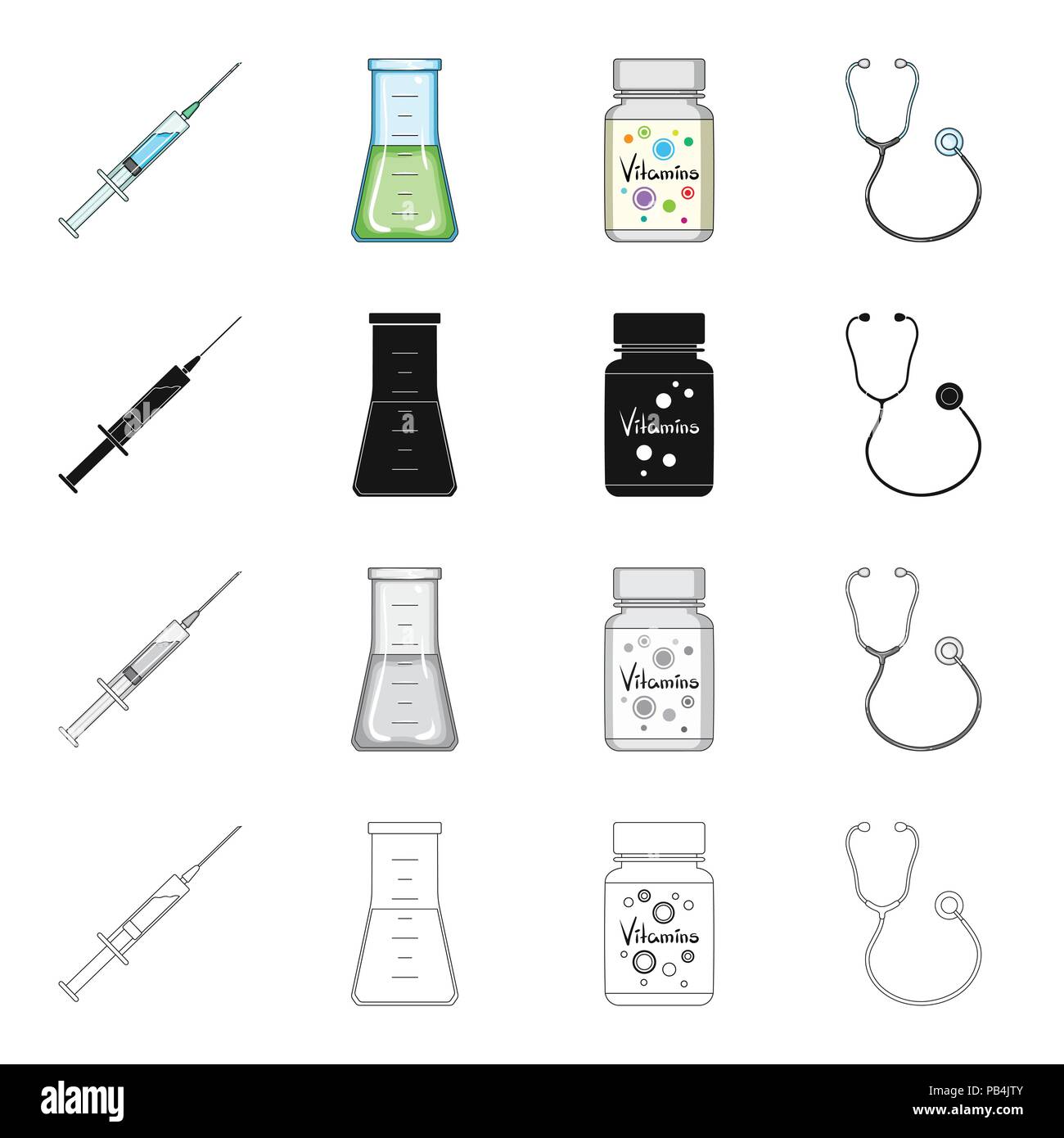 Syringe, injection, medicine, and other icon in cartoon style ...