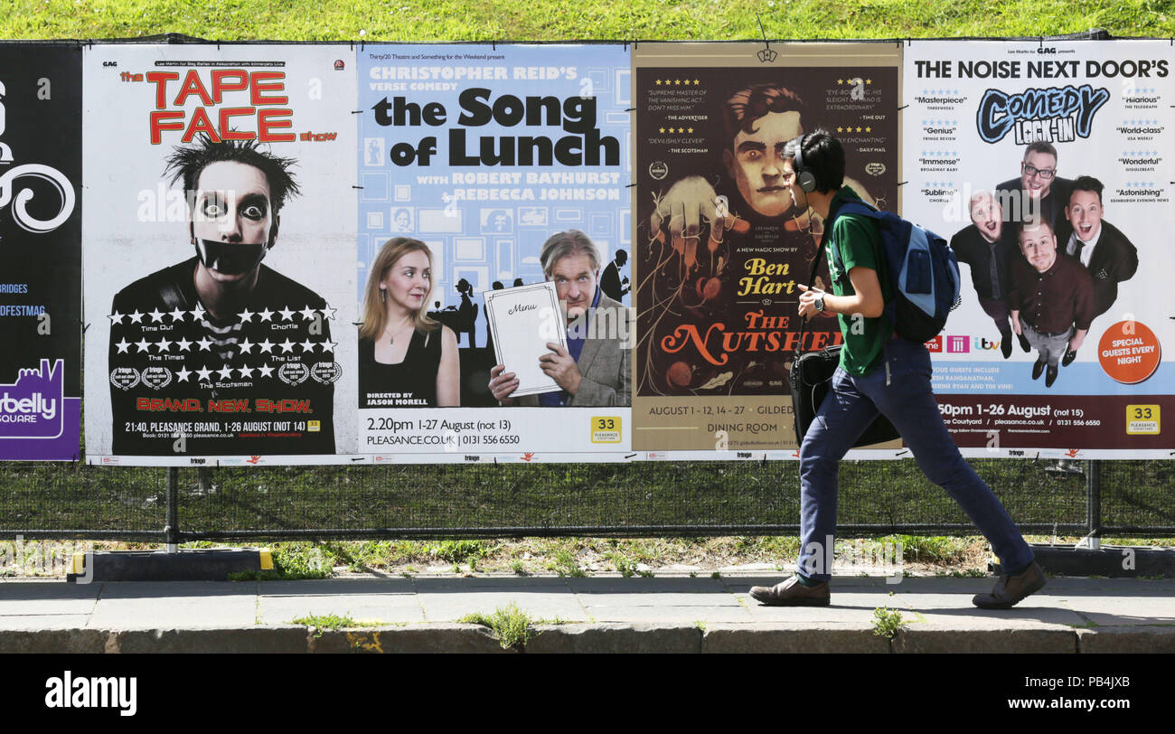 Posters on display as Edinburgh gets ready for the Festival Fringe, the ...