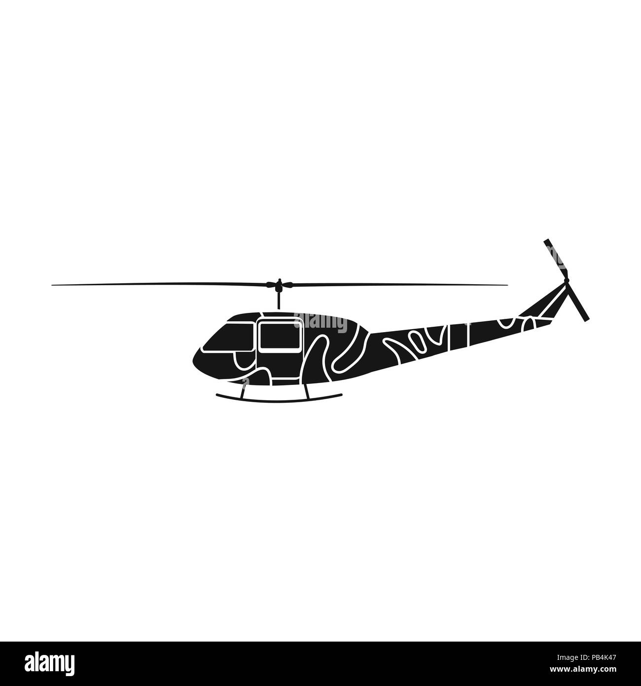 Military helicopter icon in black style isolated on white background ...