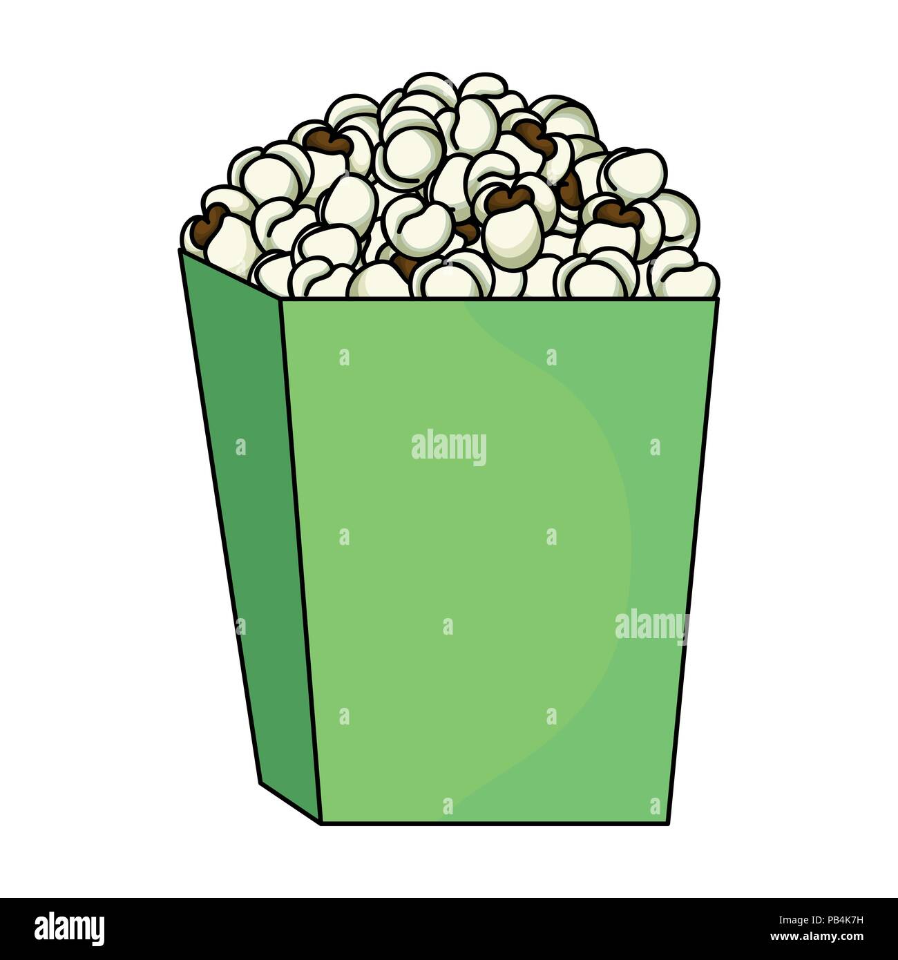 Popcorn in a blue box. Food for an amusement park and a movie trip ...