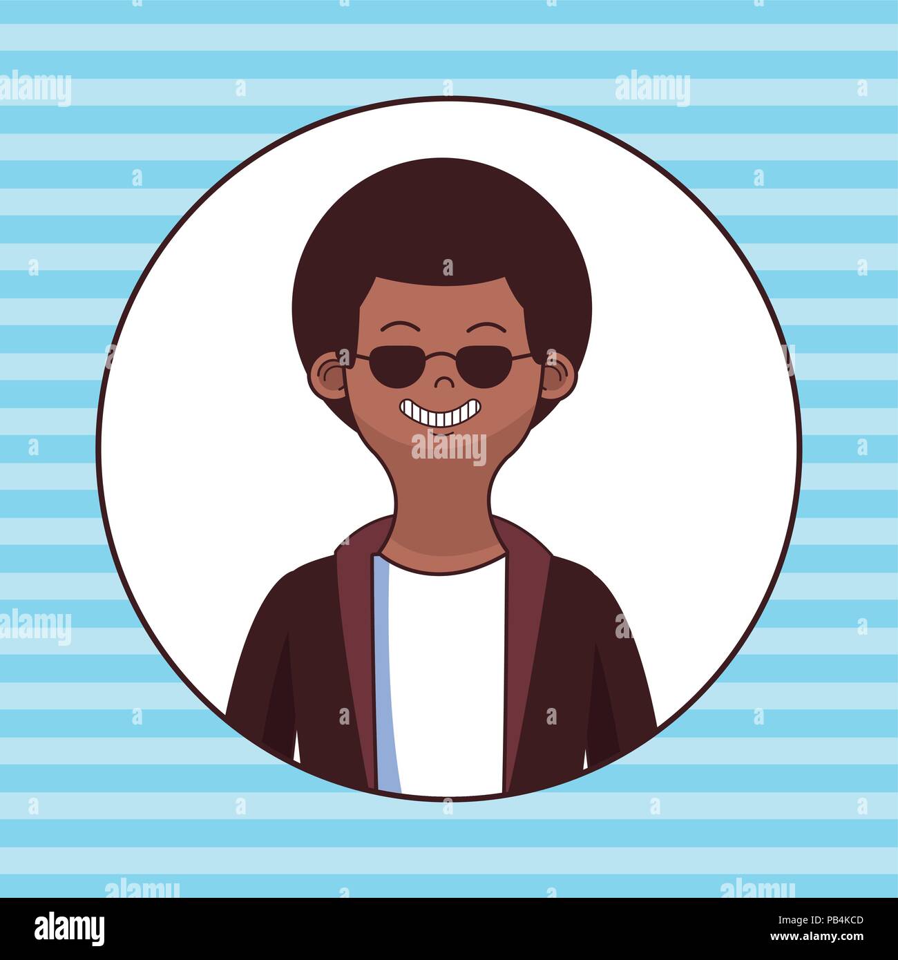 Young black man round icon profile vector illustration graphic design ...