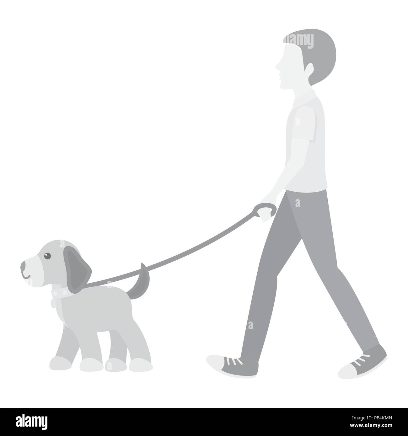 Dog walk vector illustration icon in monochrome design Stock Vector ...