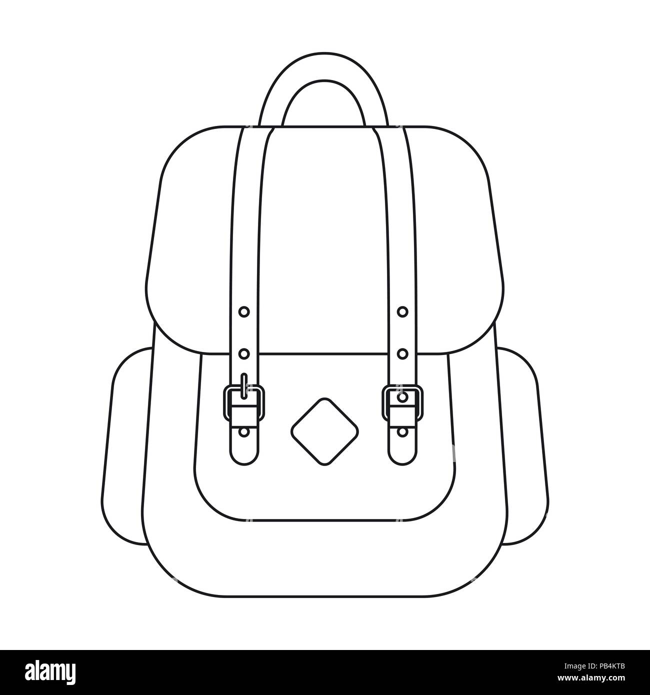 Hipster backpack icon in outline design isolated on white background ...