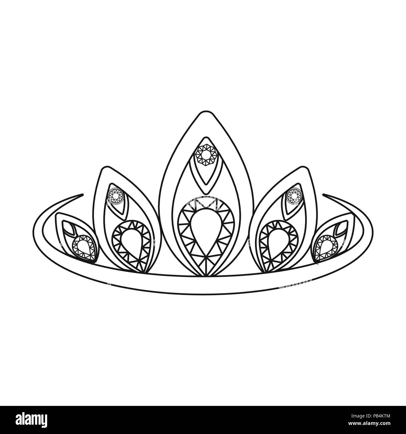Diadem icon in outline style isolated on white background. Jewelry and ...