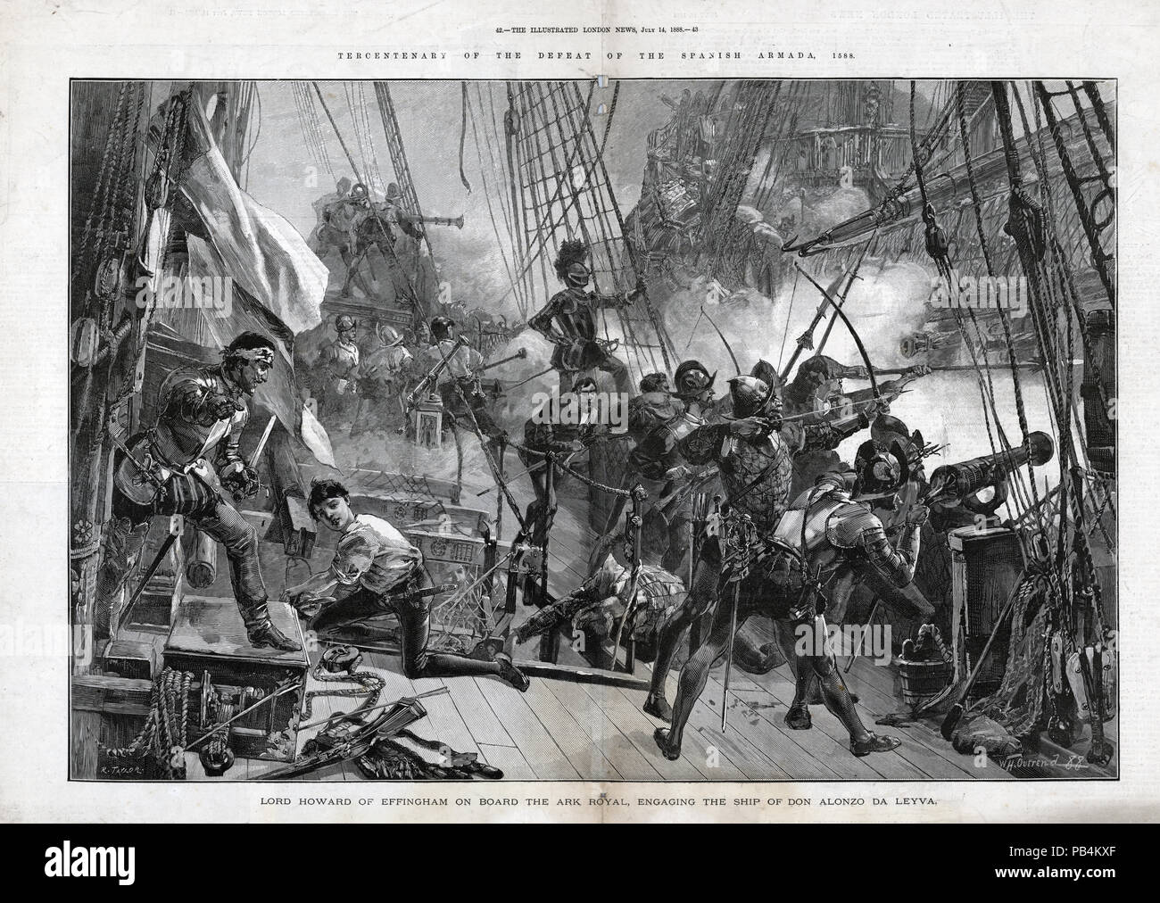 Lord Howard of Effingham on Board the Ark Royal, Engaging the Ship of ...