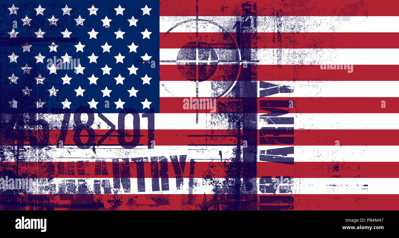 National flag of United States of America. Rifle scope symbol. US army ...