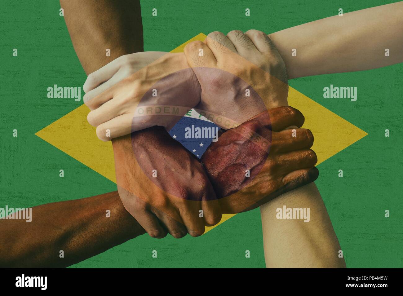 Brazil flag multicultural group of young people integration diversity ...