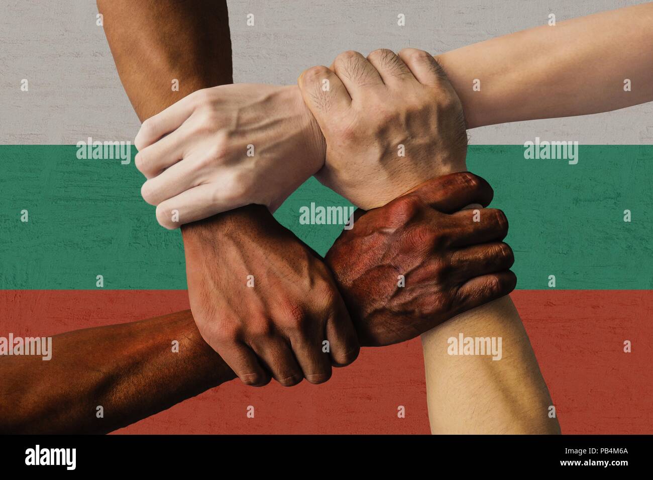Bulgaria flag multicultural group of young people integration diversity ...