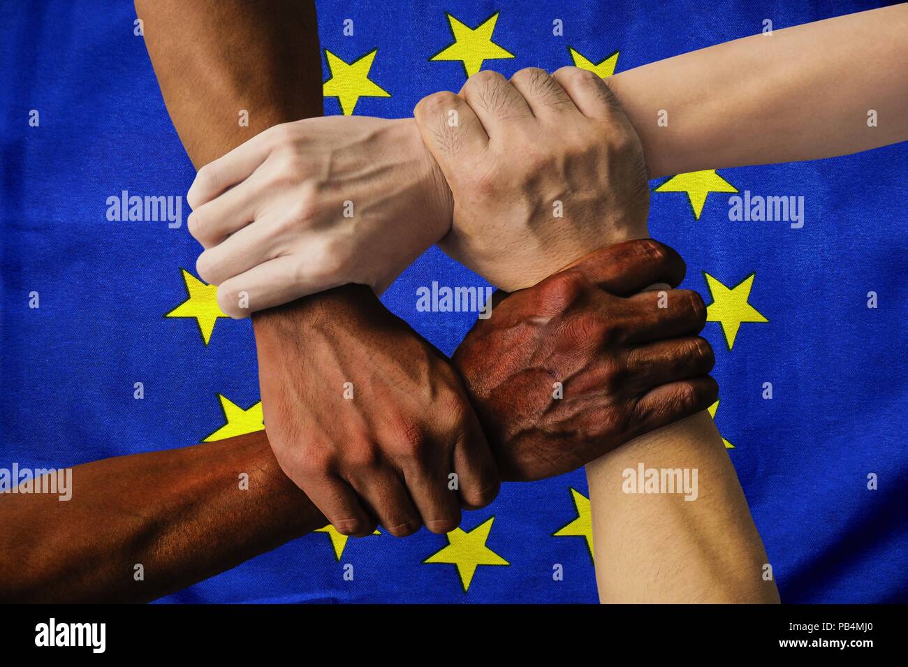 Europe flag multicultural group of young people integration diversity ...