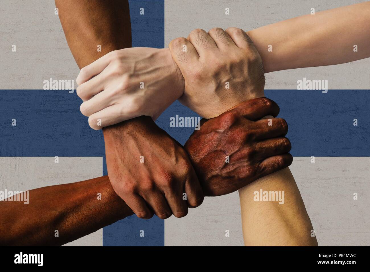 finland flag multicultural group of young people integration diversity ...