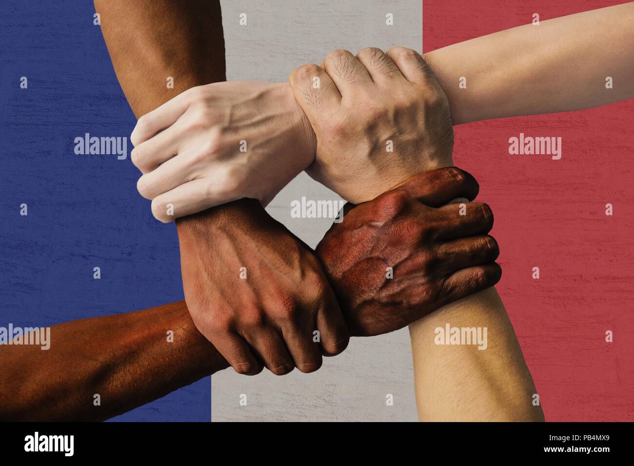 France flag multicultural group of young people integration diversity ...