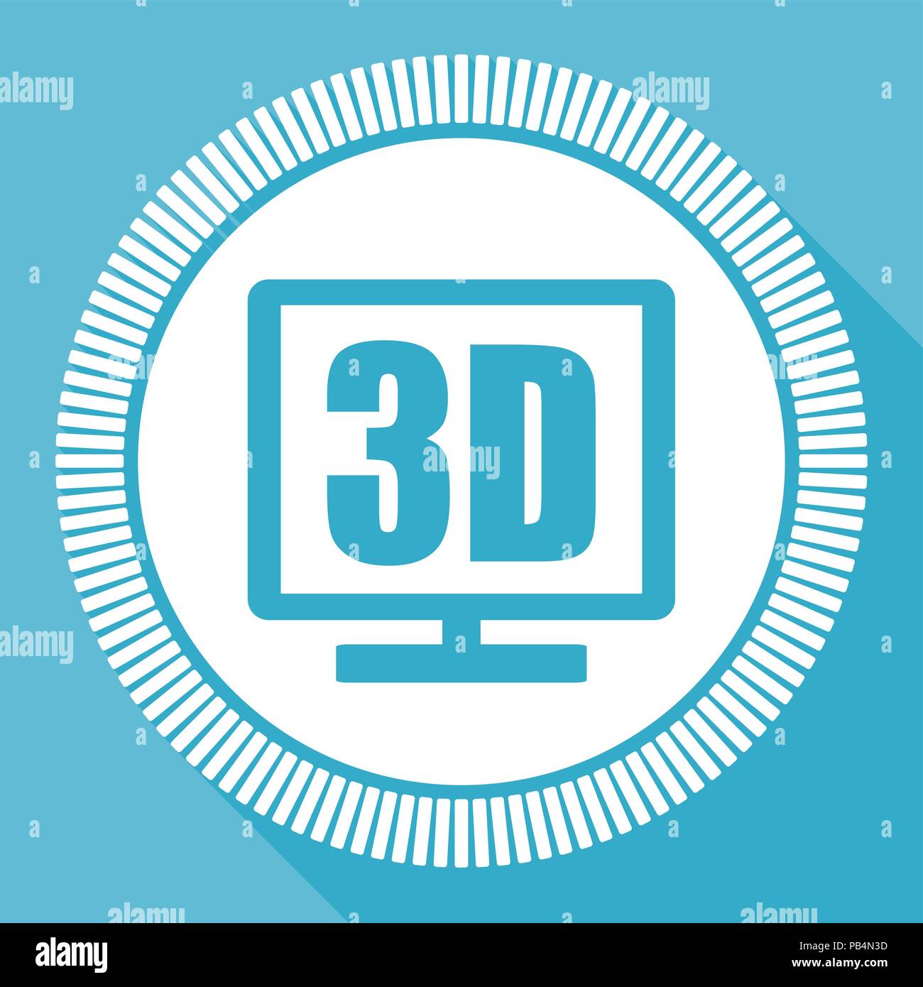 3d display blue flat design vector icon, square web screen button Stock ...
