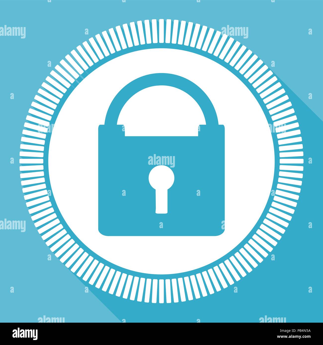 Padlock blue flat design vector icon, square web secure button Stock ...