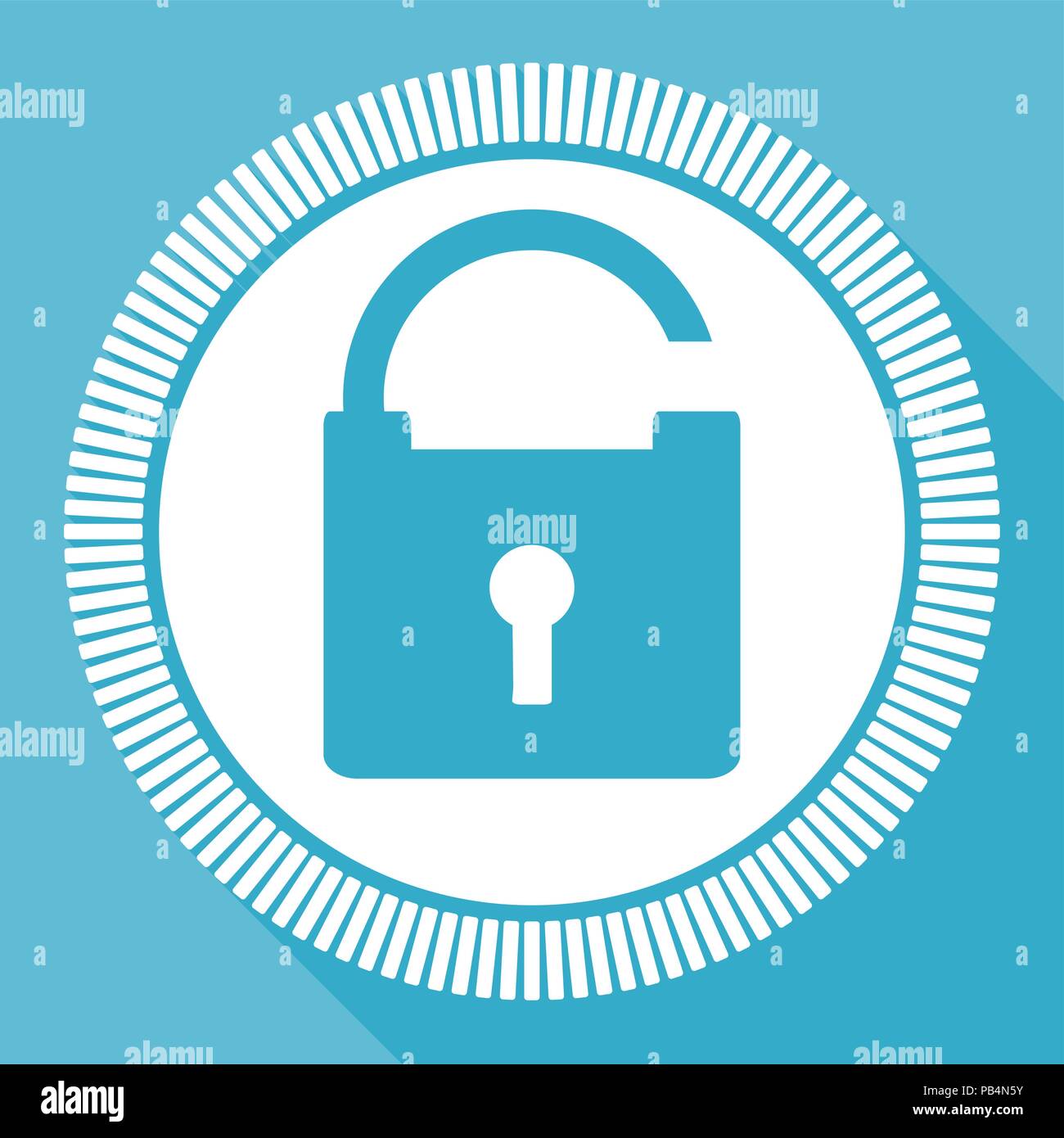 Padlock blue flat design vector icon, square web secure button Stock ...