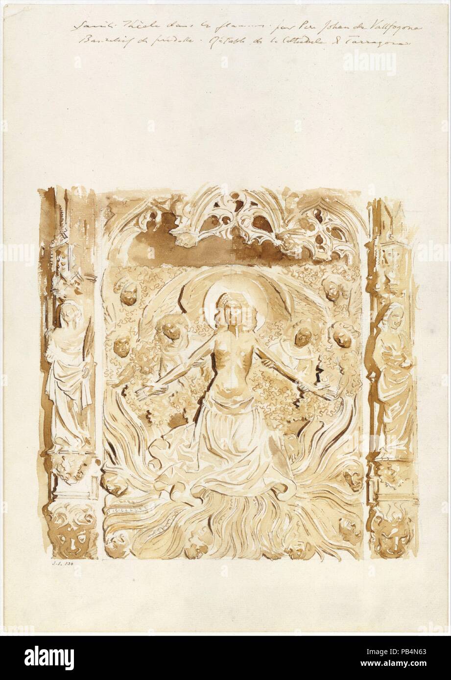 Graphite and brown pigment bister color on white wove paper hi-res ...