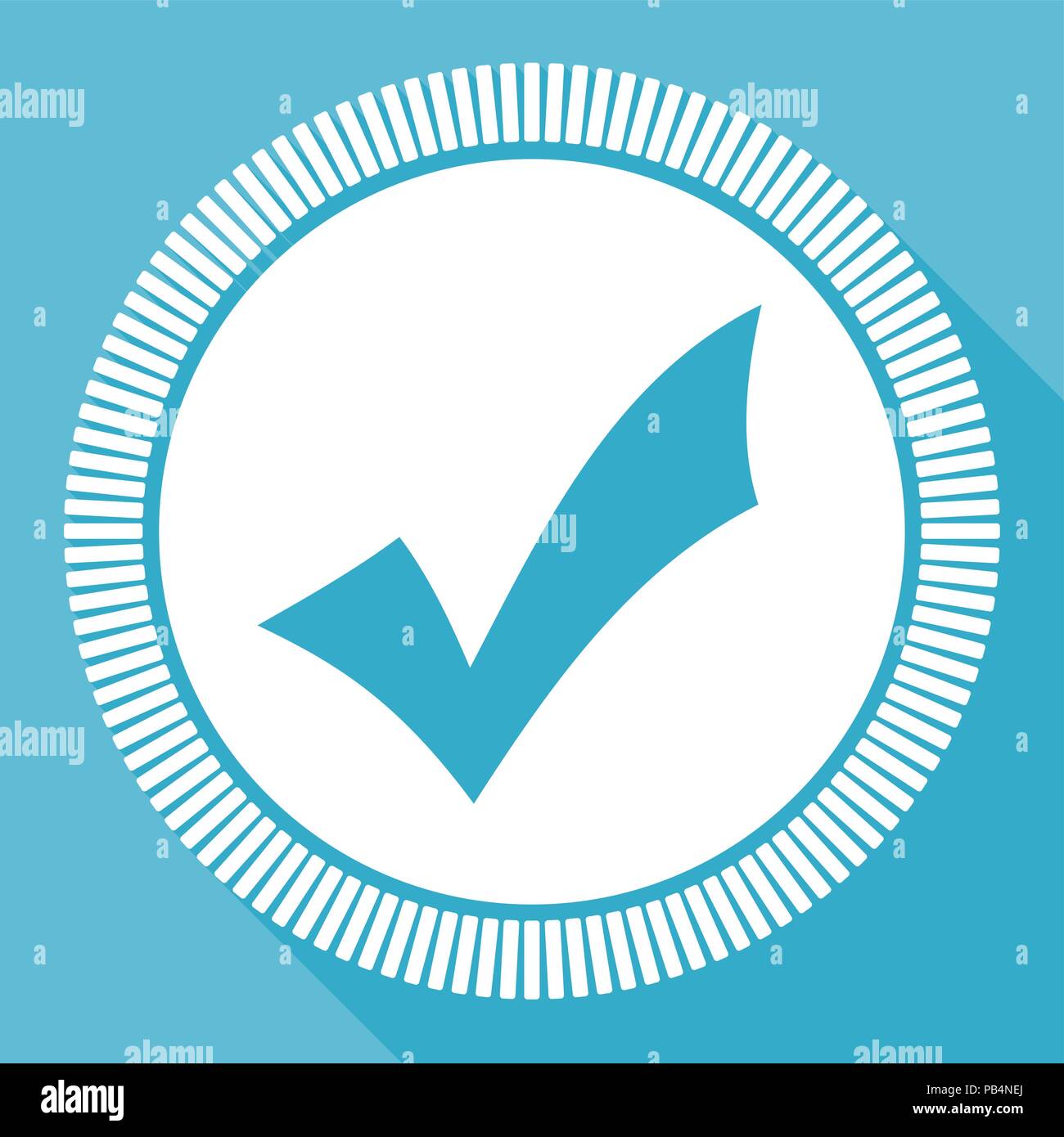 Accept blue flat design vector icon, square web check button Stock ...