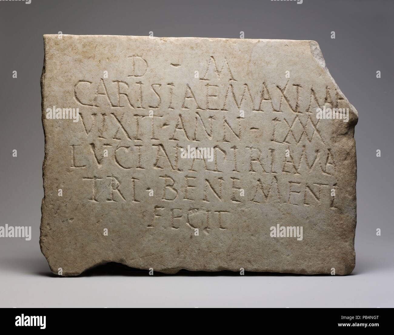Marble funerary inscription. Culture: Roman. Dimensions: Overall: 9 3/4 ...