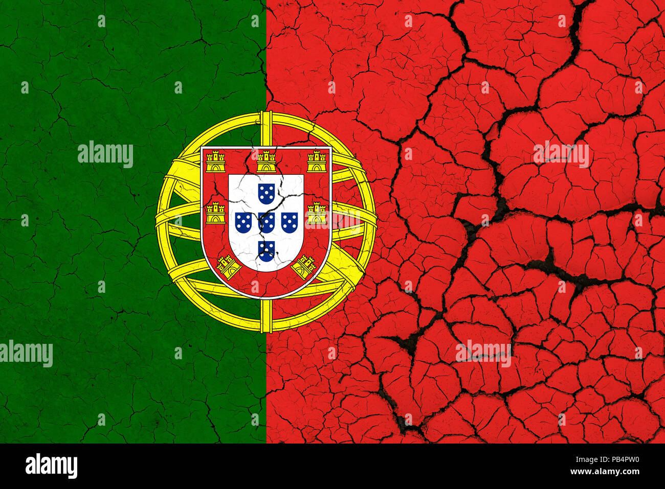 A Cracked And Fragile Portuguese Flag Stock Photo - Alamy