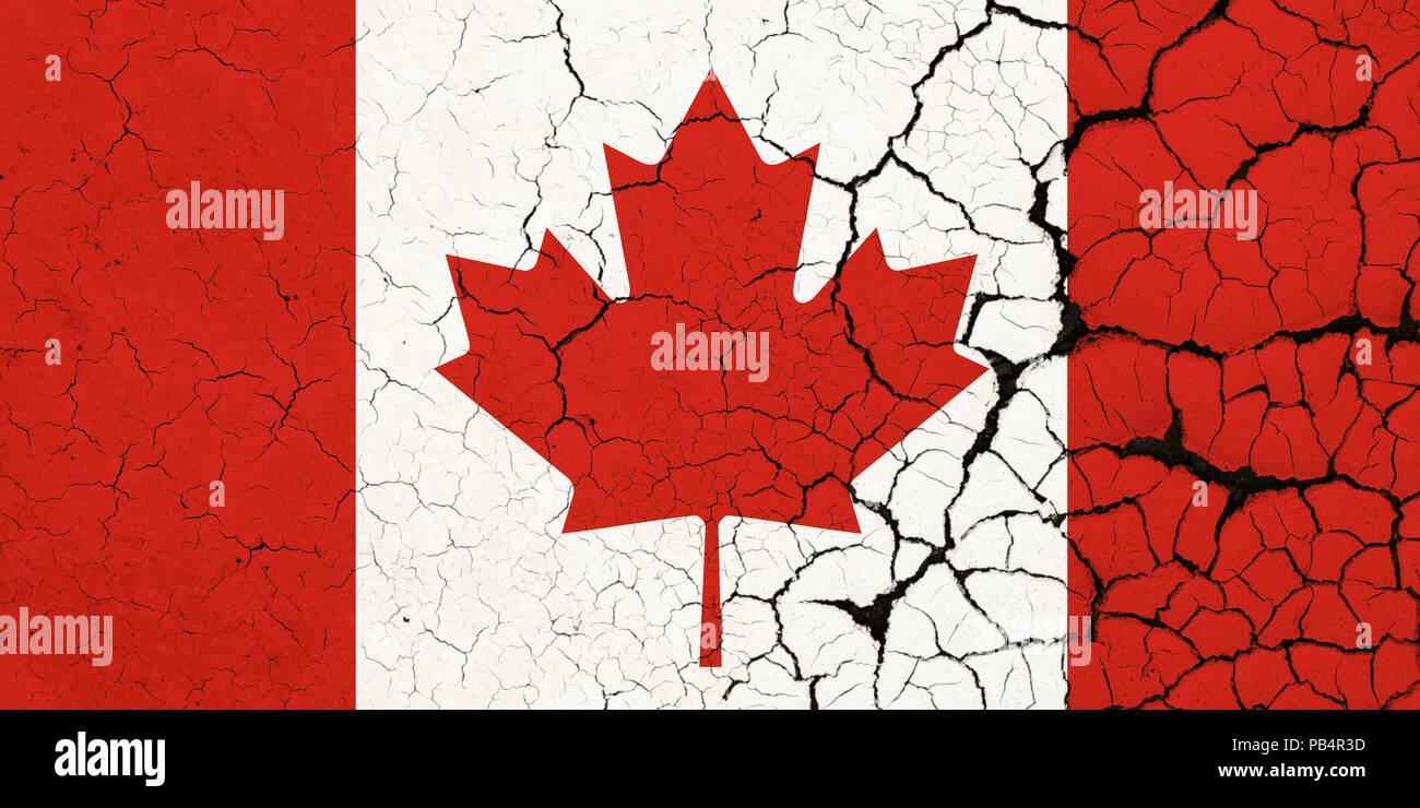A Cracked And Fragile canadian Flag Stock Photo - Alamy